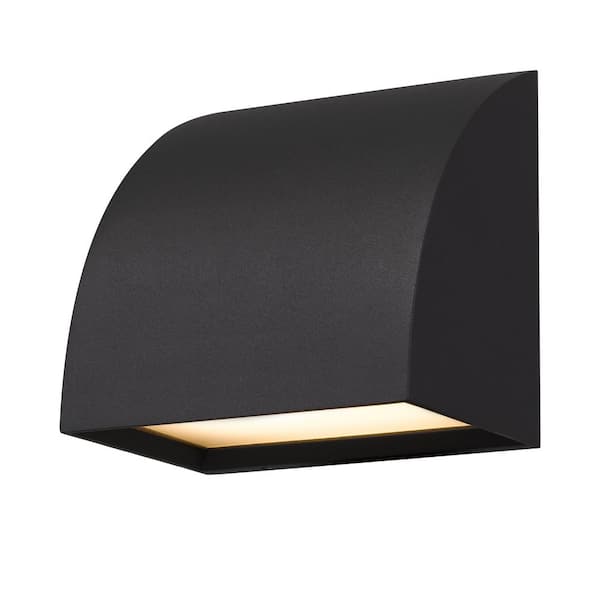 YANSUN 4.5 in. Black LED Outdoor Wall Sconce for Porch Patio Garage ...