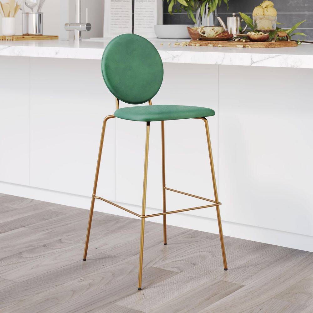 Zuo Modern Odessa Collection Green & Gold 100% Polyester Barstool ...