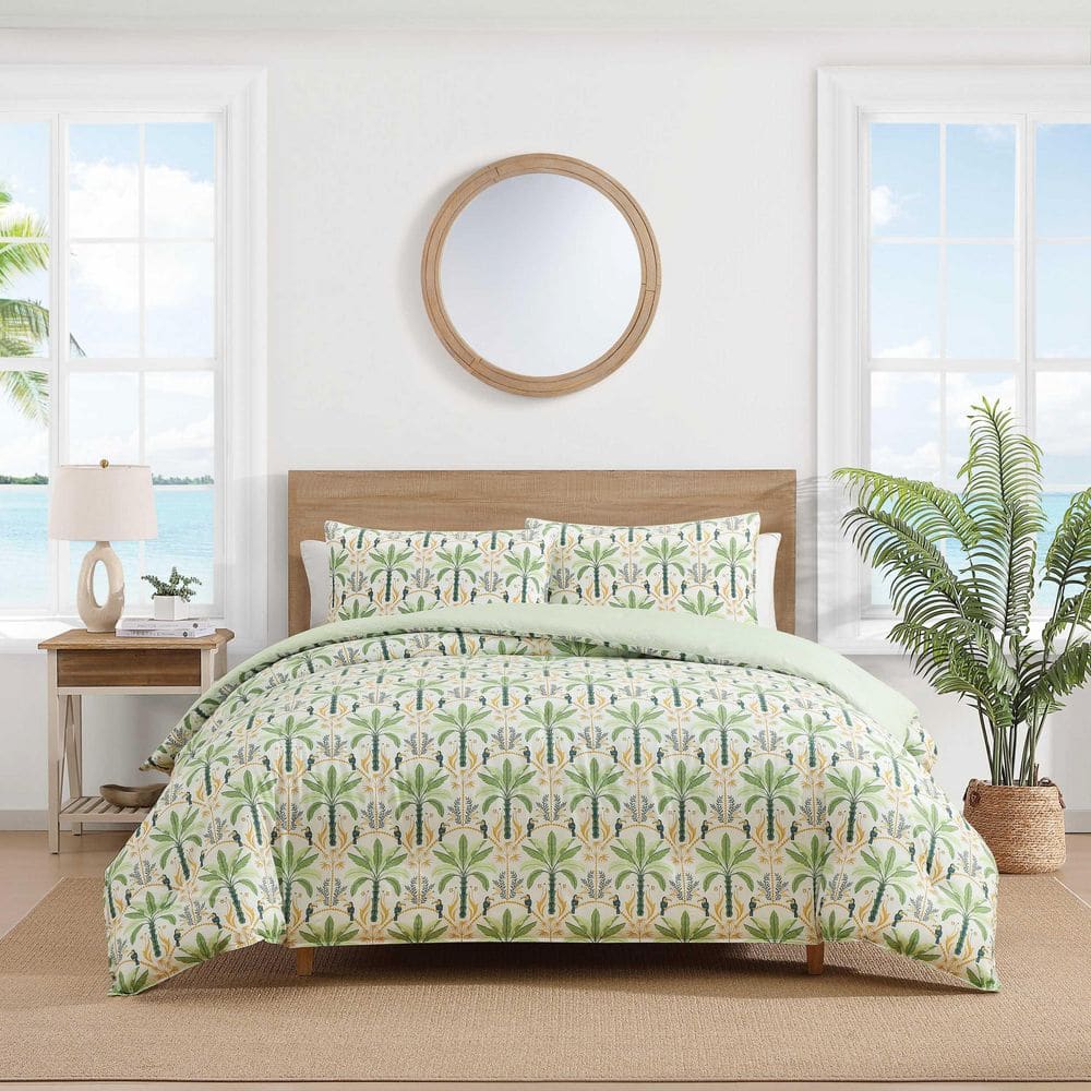 Tommy Bahama Mystic Palms 3-Piece Green/Yellow Cotton Percale Full ...