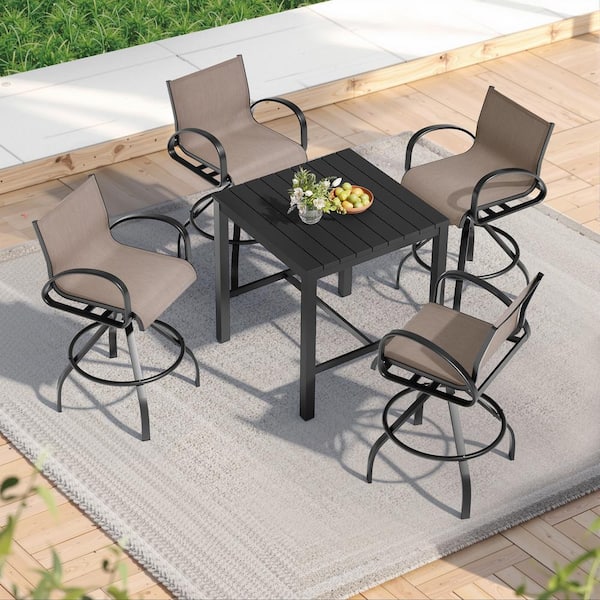 Pellebant Swivel Aluminum Sunbrella Textilene Mesh Fabric Outdoor Bar ...