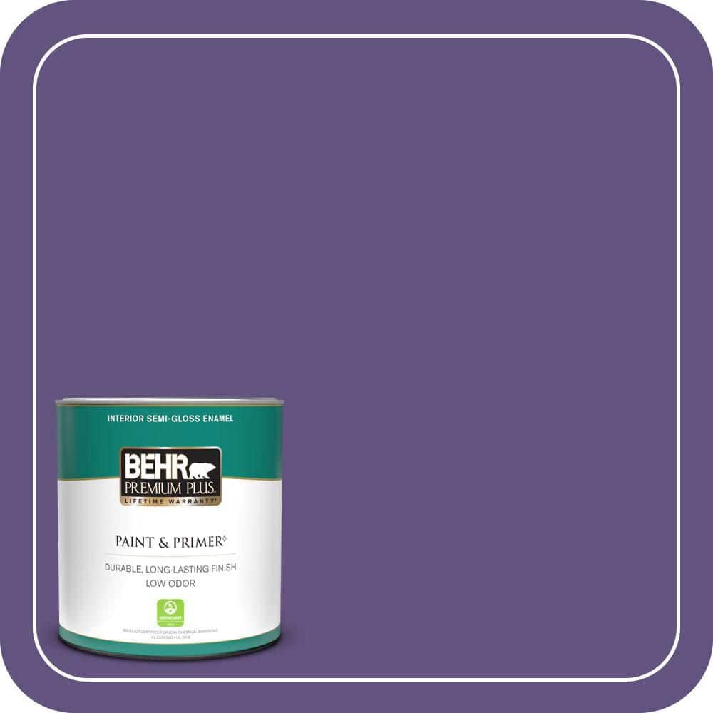 BEHR PREMIUM PLUS 1 qt. #MQ4-28 Purple Sky Semi-Gloss Enamel Low Odor ...