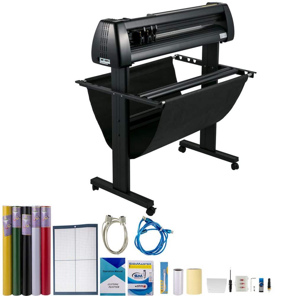 SKYSHALO 34 in. Vinyl Cutter Bundle, Manual Printer, LCD Plotter Cutter, Signmaster Software ...