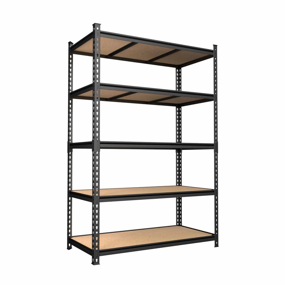 VEIKOUS 5-Tier Metal Garage Storage Shelving Unit in Black (24 in. D x ...