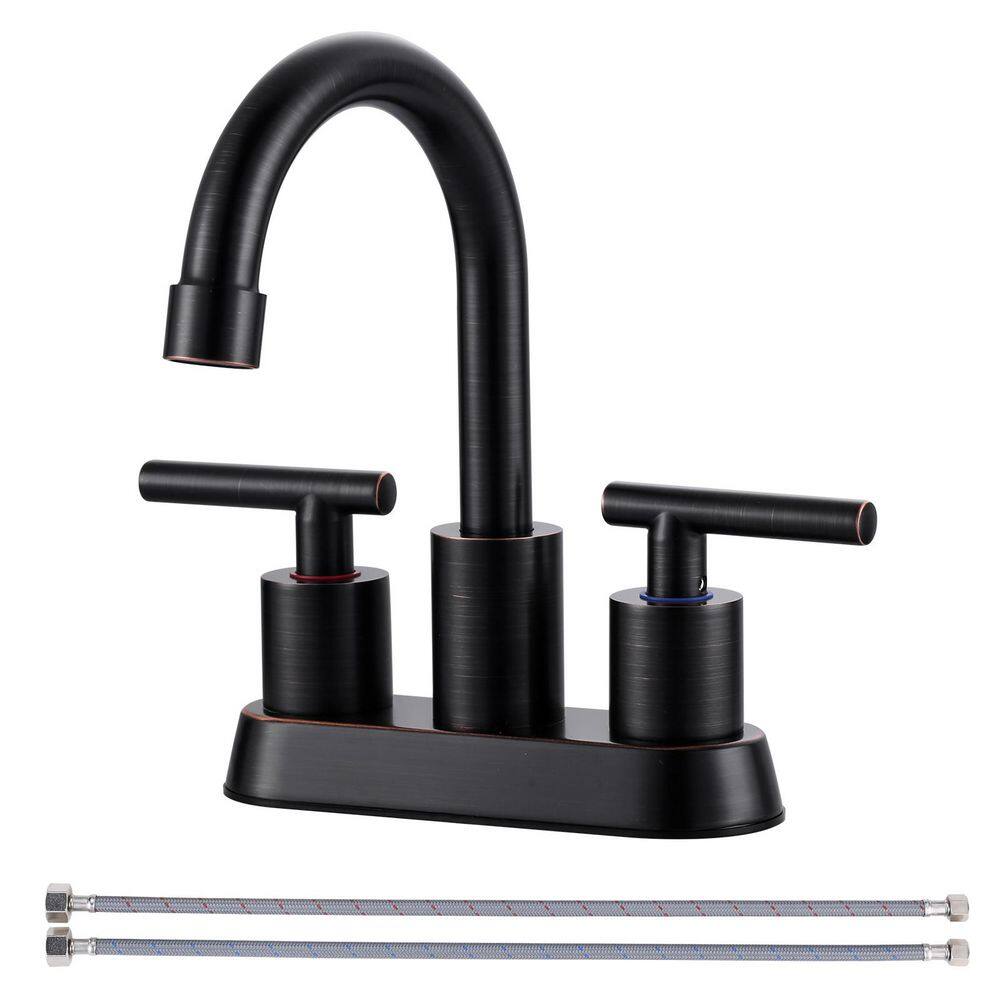 VEVETTA Modern 4 in. Centerset Double Handle Bathroom Sink Faucet with ...
