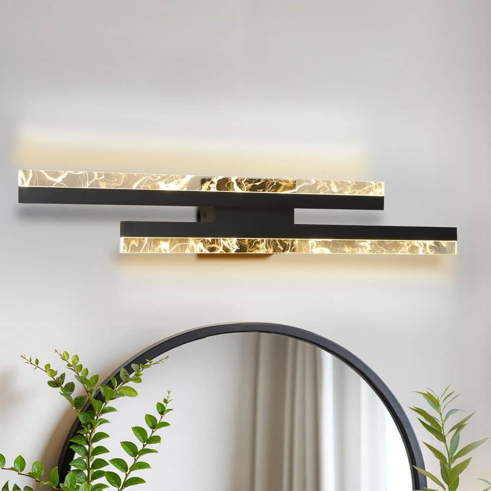 Henveton Nafissa 2-Light 30 in. Black LED Vanity Light for Bathroom ...