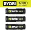 RYOBI USB Lithium 2.0 Ah Lithium Rechargeable Battery (3-Pack) FVB02-3 ...