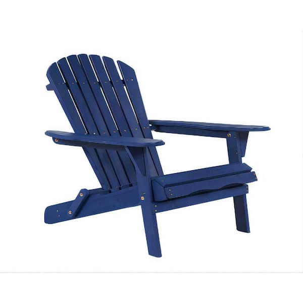 Mongo Navy Blue Wood Folding Adirondack Chair VK-ADCH-NV - The Home Depot