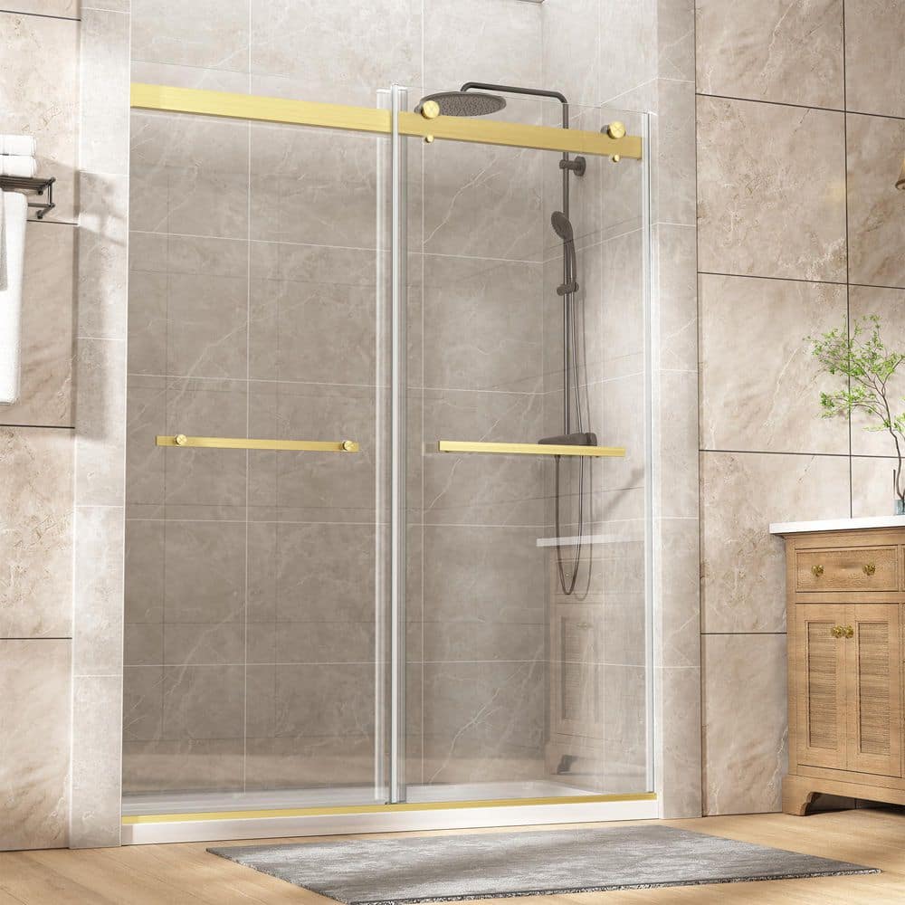 Findepot 60 in. W x 75 in. H Double Sliding Frameless Shower Door in ...