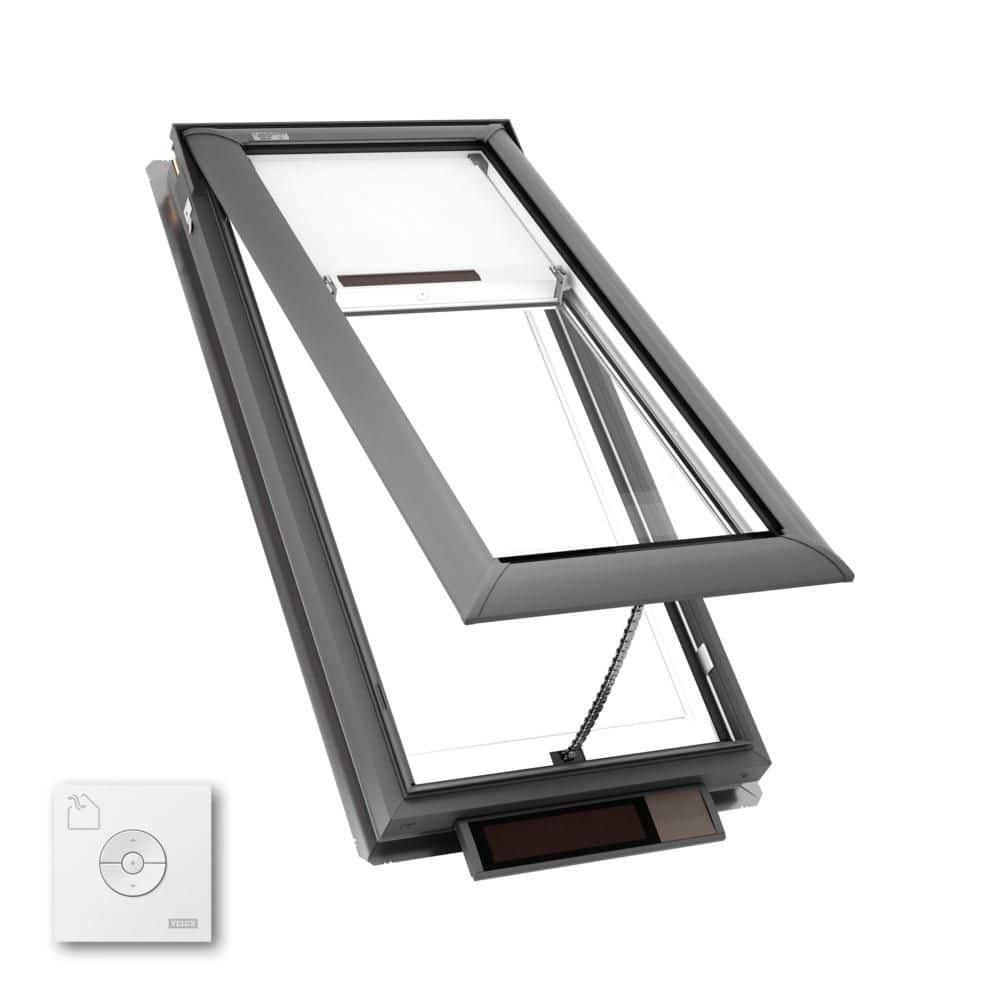VELUX 21 in. x 45-3/4 in. Solar Powered Venting Deck Mount Skylight with Laminated Low-E3 Glass ...