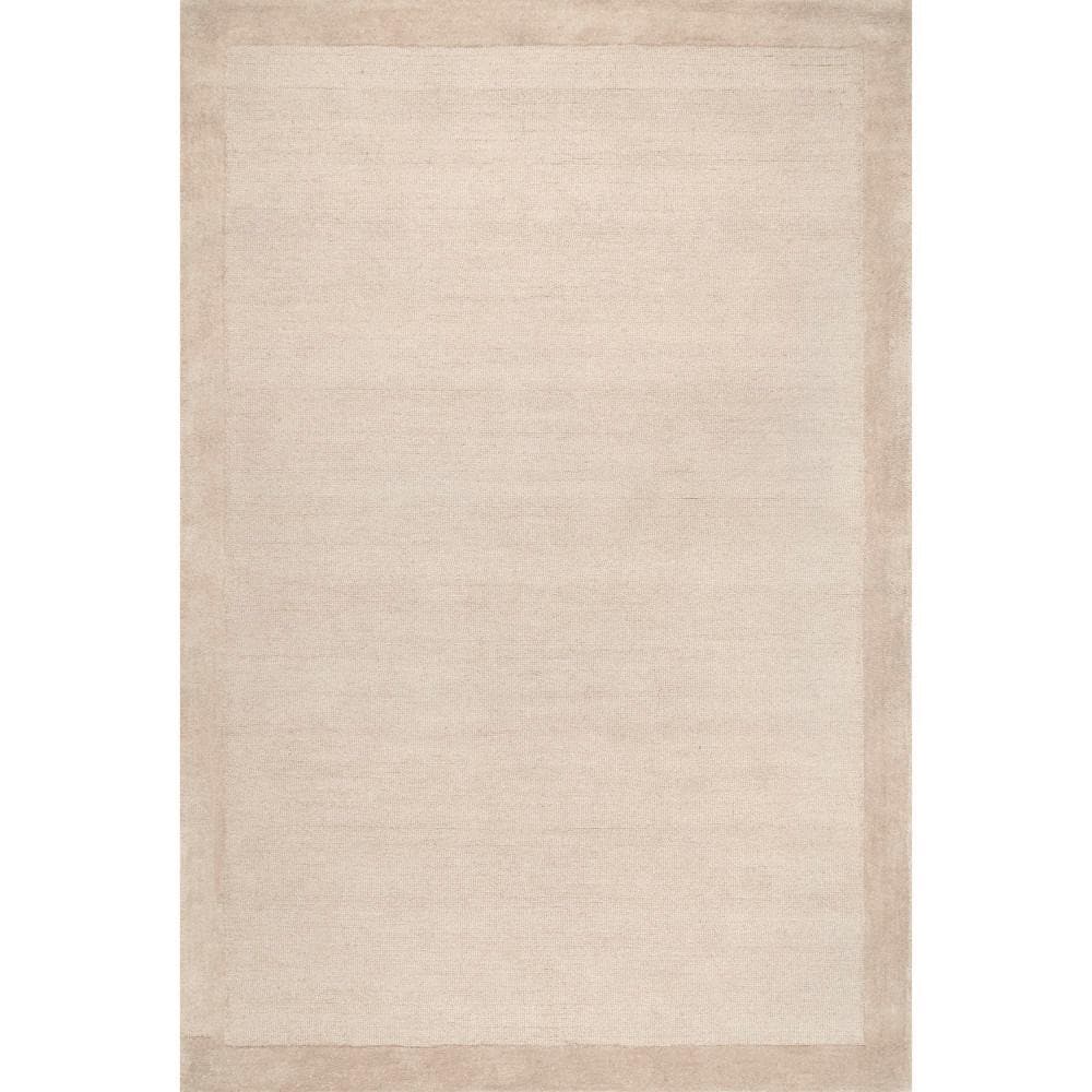 nuLOOM Marianne Handmade Wool Border Beige 9 ft. x 12 ft. Area Rug ...
