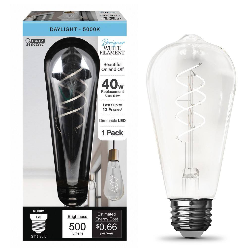 Feit Electric 40-Watt Equivalent ST19 Dimmable Double Spiral White ... Feit Electric 40-Watt Equivalent ST19 Dimmable Double Spiral White ...