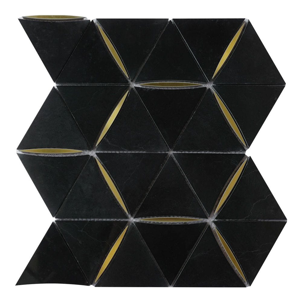 MOLOVO Natural Bianco Black and Gold 11.82 in. x 10.44 Hexagon Polished ...