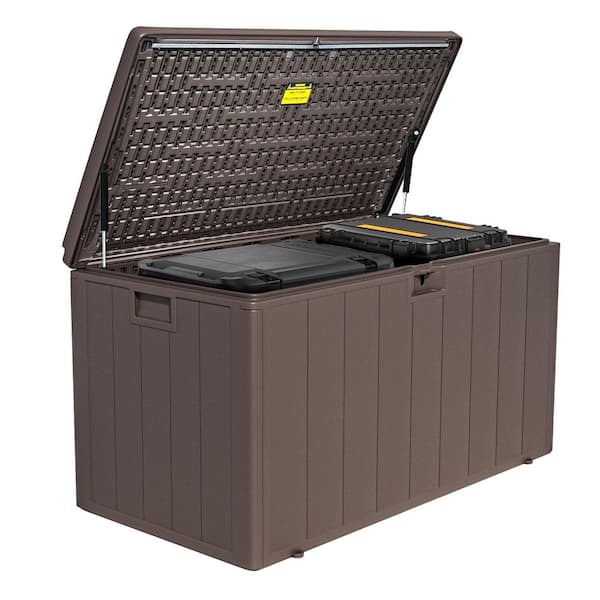 110 Gallon Woven-Pattern Blow-Molded Deck Box : Heavy-Grade Storage Box ...