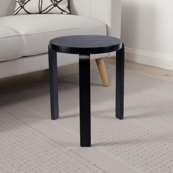 Benjara Mata Black Rubberwood Stacking Stool Ottoman Set of 2 BM330004 ...