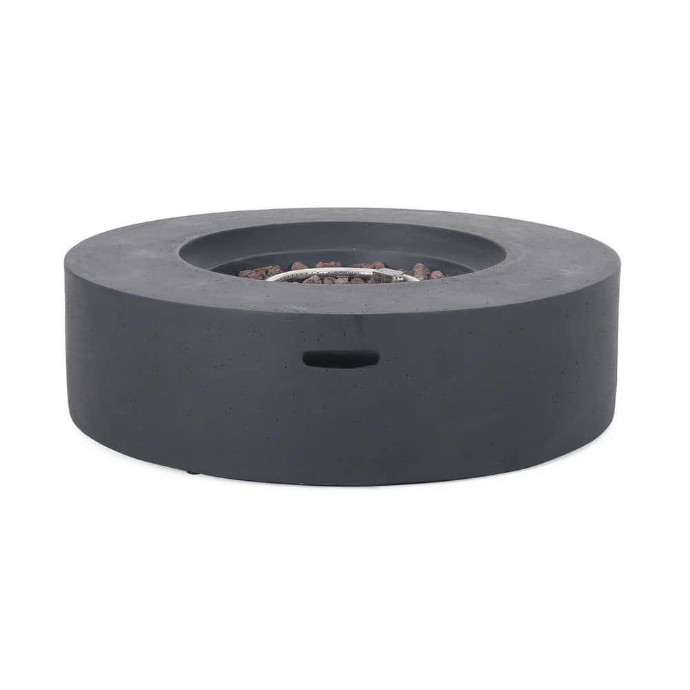 Kadehome 39 in. 50,000 BTU Round Concrete Propane Fire Pit in Dark Gray ...