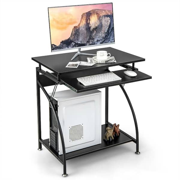 Gymax Black 27.5 in. Small Laptop Computer Desk w/ Keyboard Tray Home ...