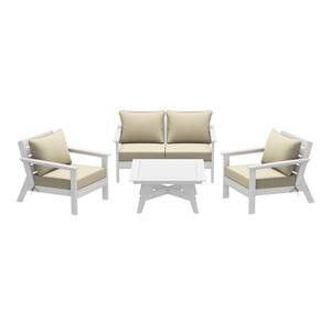 WESTIN OUTDOOR Birchwood White Arrangeable 5-Piece Outdoor Patio HDPE ...