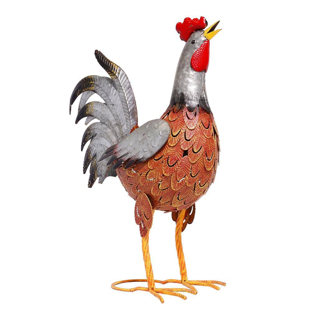 Alpine Corporation Metal Silver and Rust Rooster Decor JUM388 - The ...