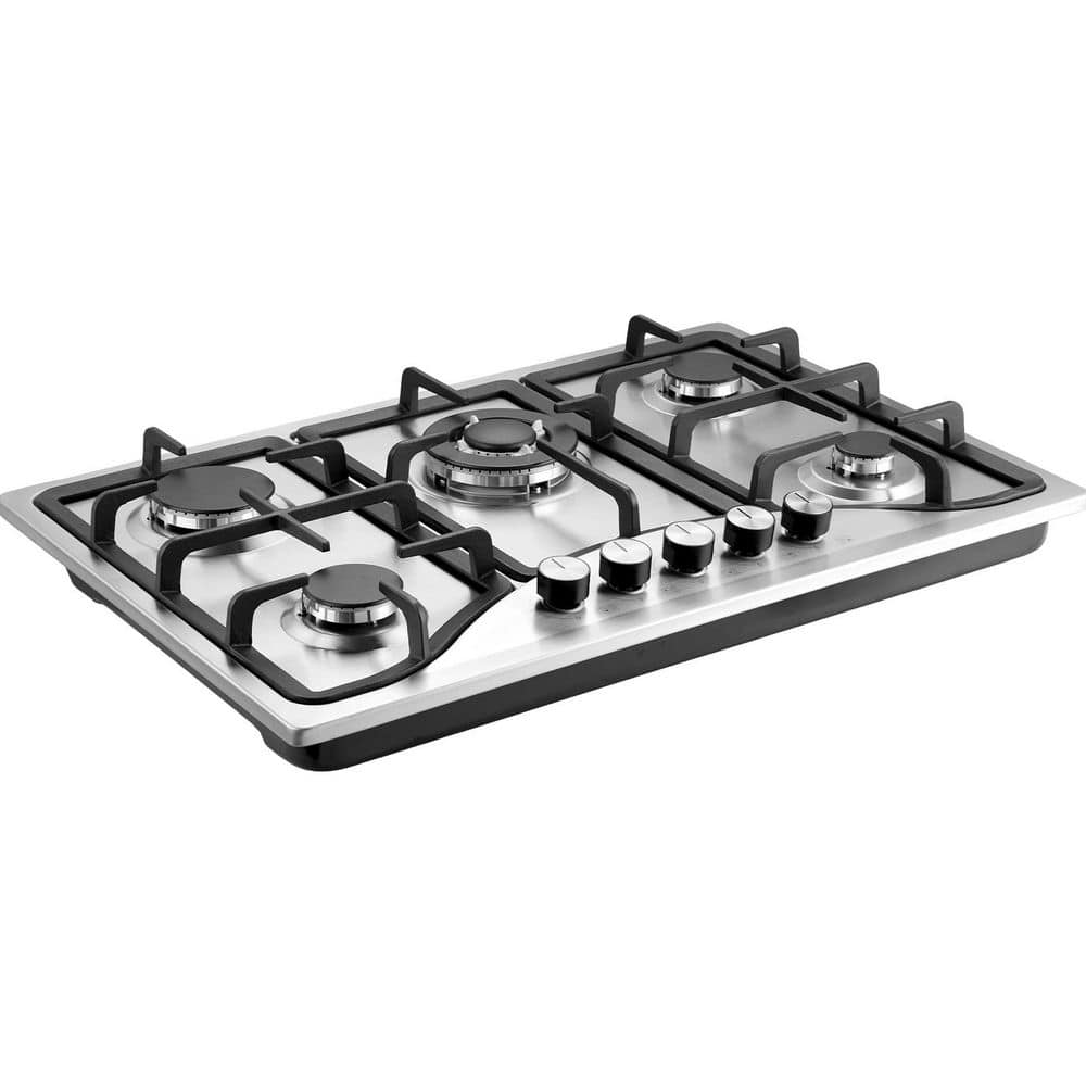 SKYSHALO 30 in. Gas Cooktop, Max 12250 BTU NG/LPG Convertible Stainless ...