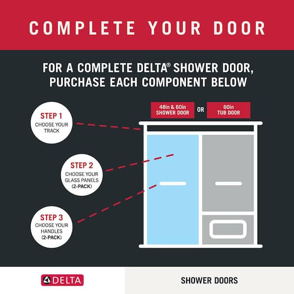 Delta 23.53 in. W x 67.75 in. H Sliding Frameless Shower Door Glass ...