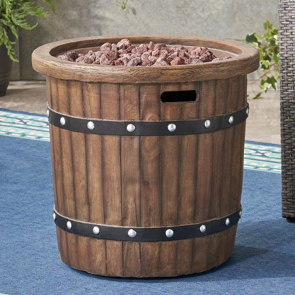 Coporesell 25 in. Dark Brown Round Propane Outdoor Fire Pit ...