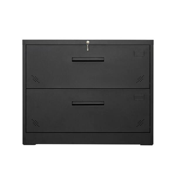 Lorell 2 Drawer Metal Lateral File Cabinet Black
