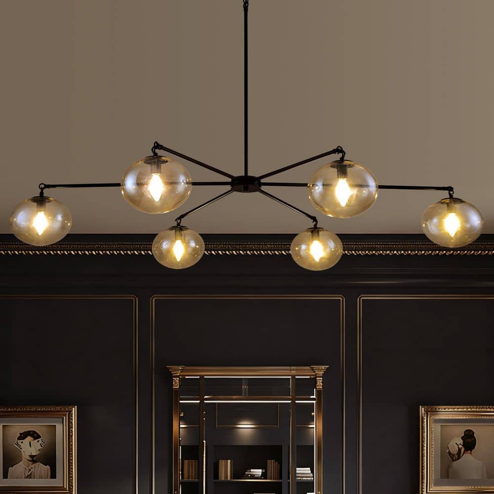 WDETR 32 in. 7-Light Modern Gold copper color Dew Drop Molecule large ...