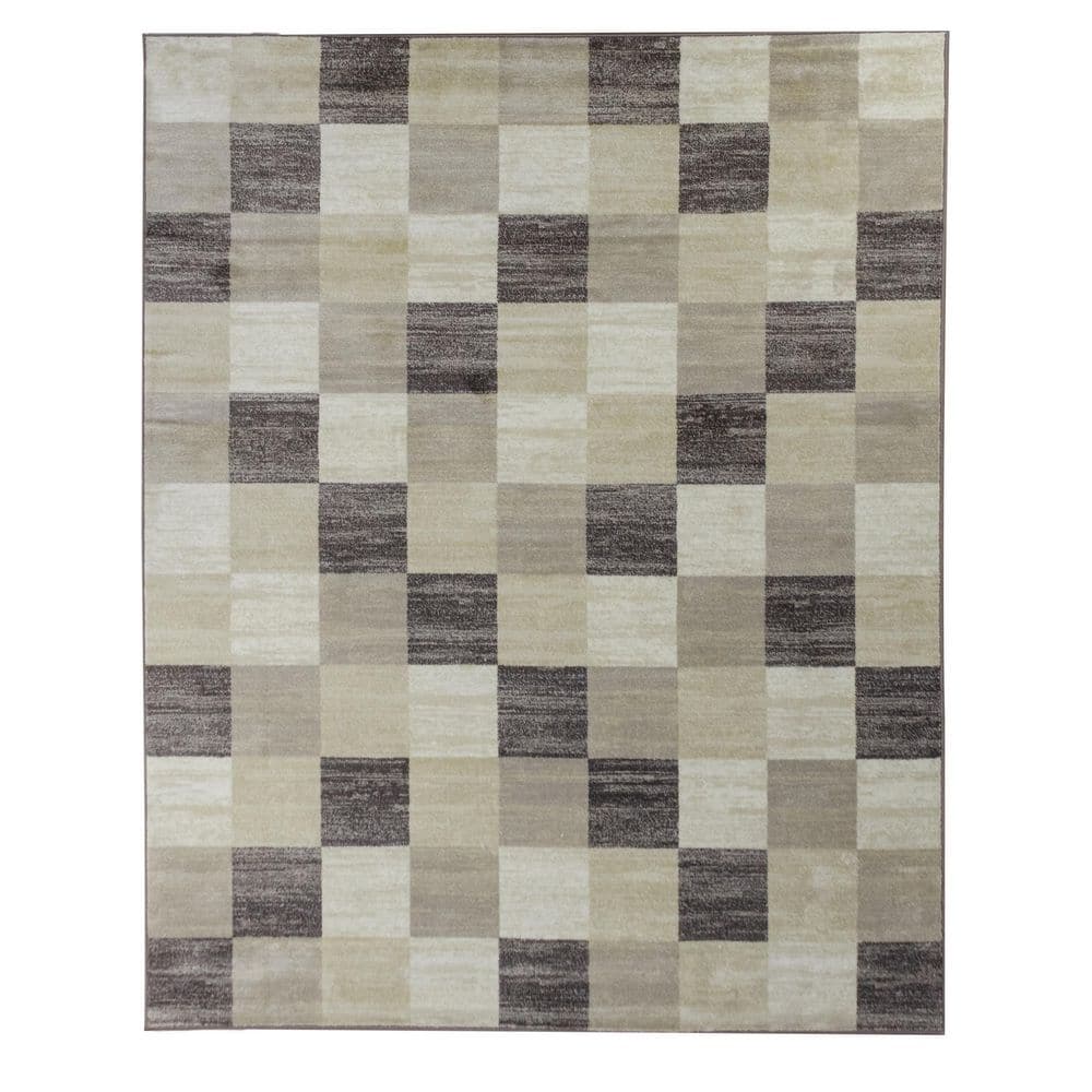 SUPERIOR Rockaway Beige 8 ft. x 10 ft. Rectangle Checkered, Block ...