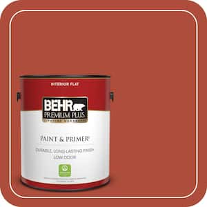 BEHR PREMIUM PLUS 8 oz. #MQ4-35 Torch Red Flat Interior/Exterior Paint ...