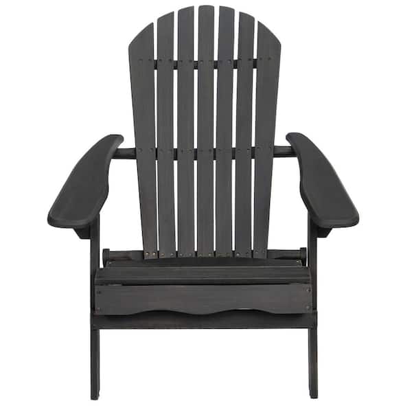 VAMOP Dark Gray Acacia Wood Folding Adirondack Chair with Traditional ...