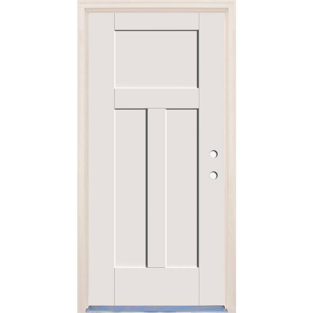 Builders Choice 36 in. x 80 in. 3 Panel Craftsman Left-Hand Unfinished ...