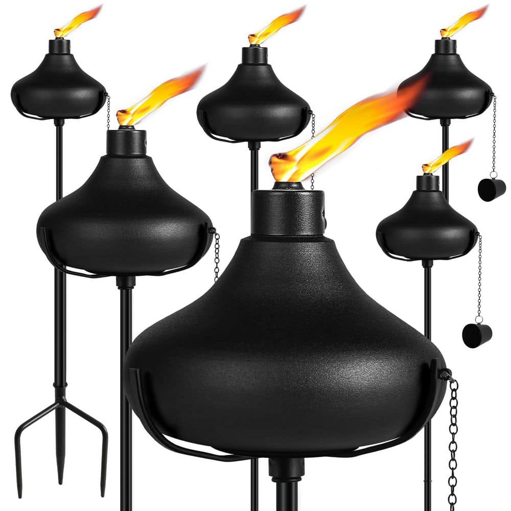 MOEPISY 24.5 Oz Garden Torch Set of 6, Outdoor Metal Torch, 55-Inch ...