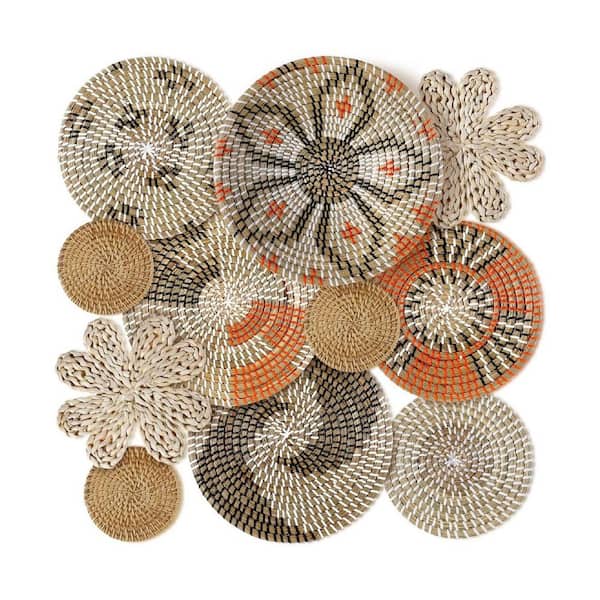 Beige 13 in. x 13 in. Wicker Decorative Basket (Set of 11) HDD4TRL9F9 ...