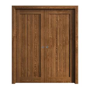 Sartodoors 36 in. x 80 in. Cognac Oak Solid Wood Double Pocket Doors ...