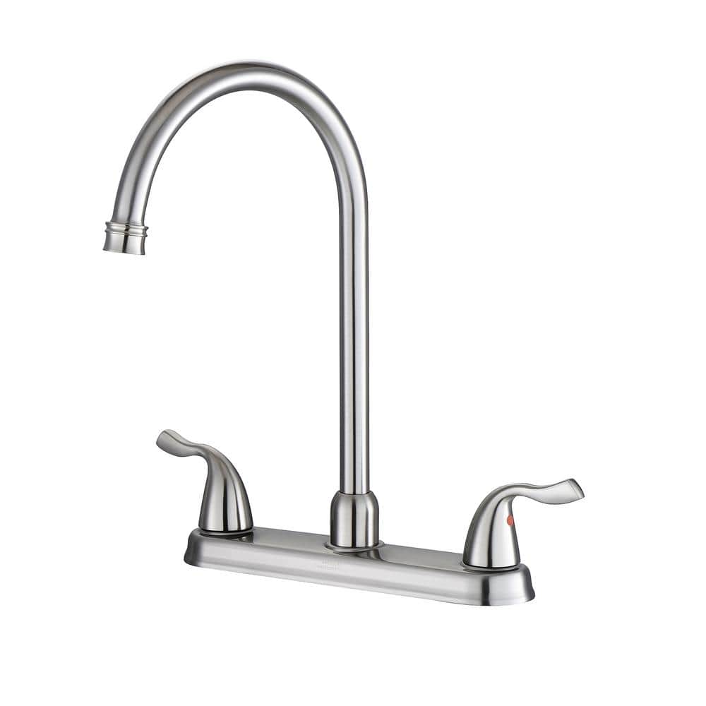 Fapully Double Handle Deck Mount Standard Kitchen Faucet, 2-Hole 8 in ...