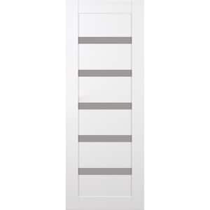 Belldinni Leora N 36 in. x 80 in. No Bore 5-Lite Frosted Glass Gray Oak ...