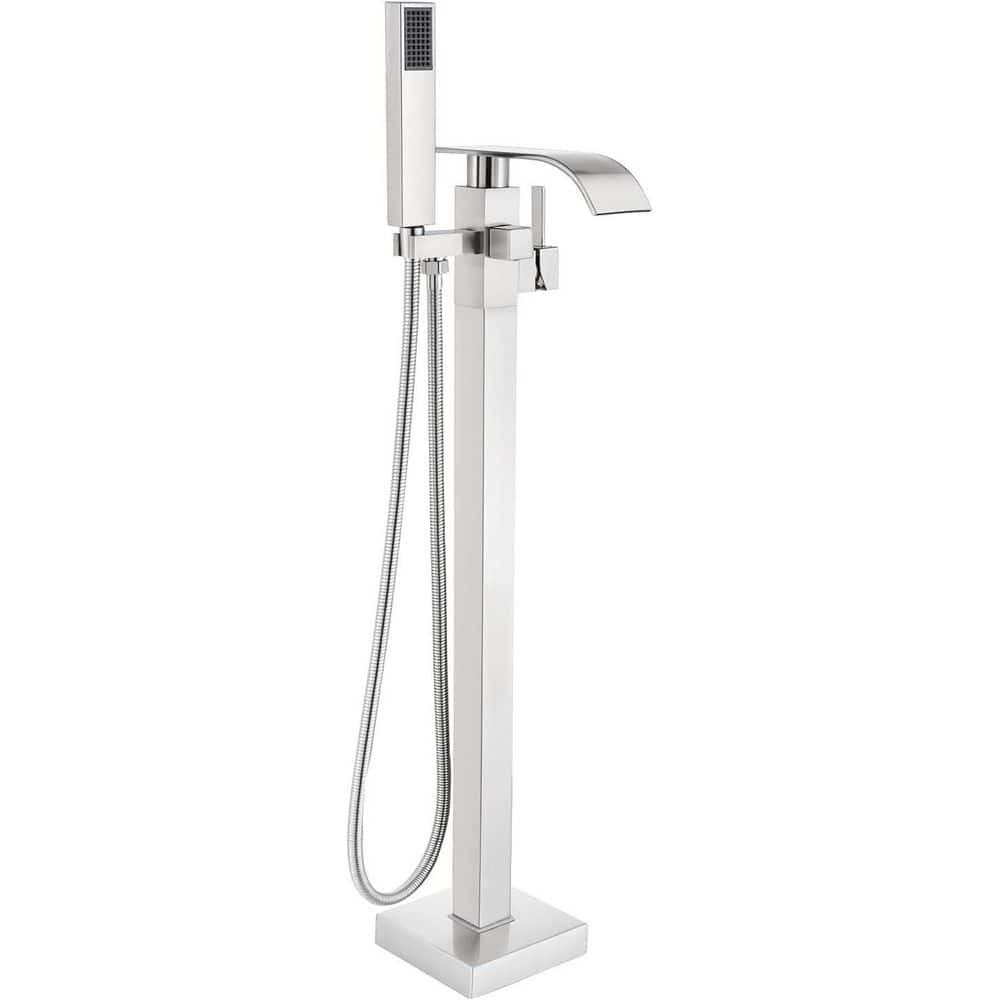 MTTCLE Single-Handle Waterfall Spout Freestanding Tub Faucet with Hand ...