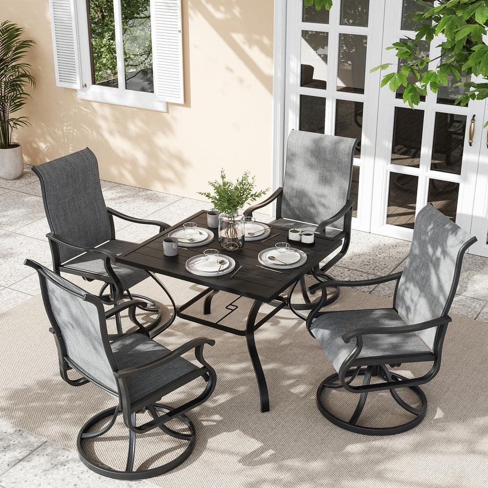 ELPOSUN Swivel Metal Sling Outdoor Dining Chair（Set of 4 ...