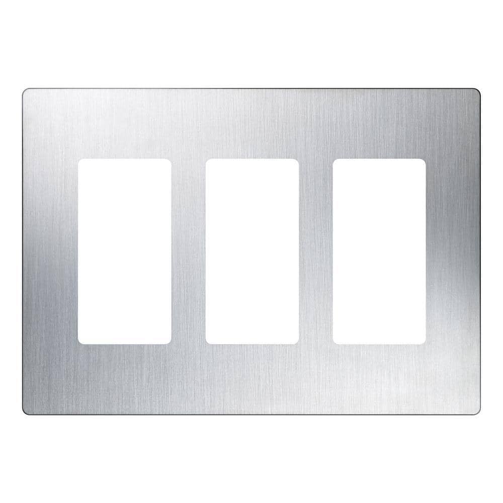 Lutron Claro 3 Gang Wall Plate for Decorator/Rocker Switches, Stainless ...