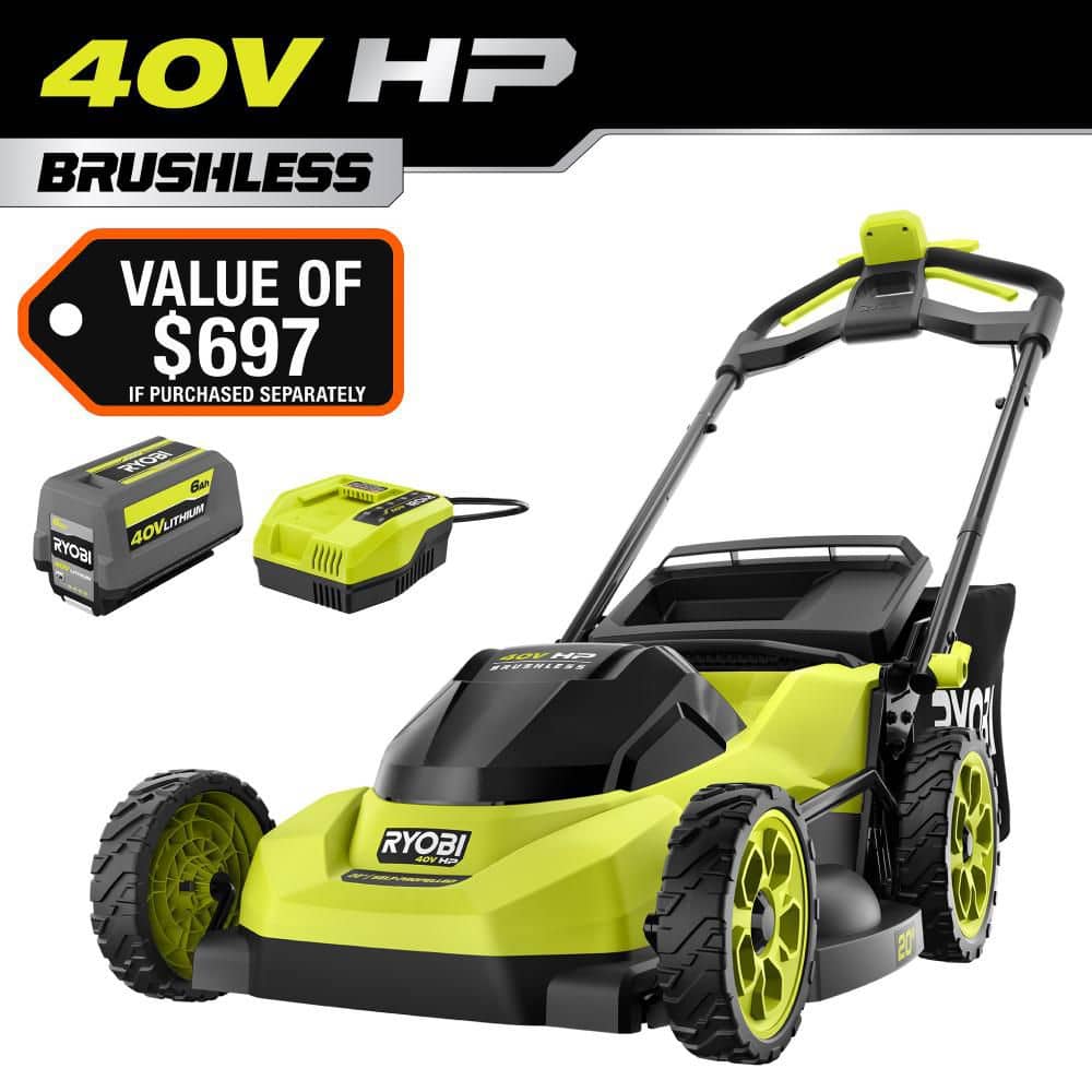 RYOBI 40V HP Brushless 20 in. Cordless Electric Battery Walk Behind ...