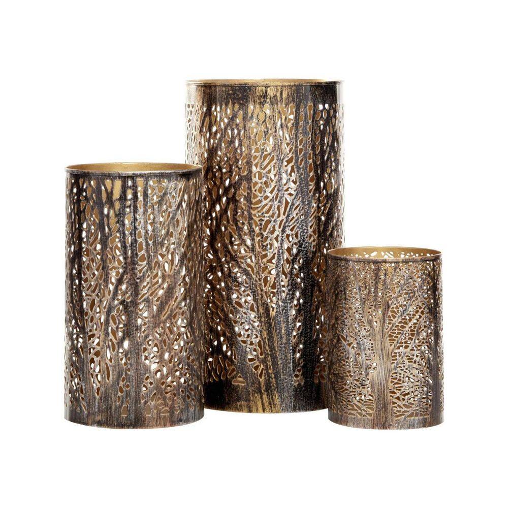 Cutout Tree Branch Lantern Bronze Metal Candlestick Set of 3 HD0UAH1CEQ ...
