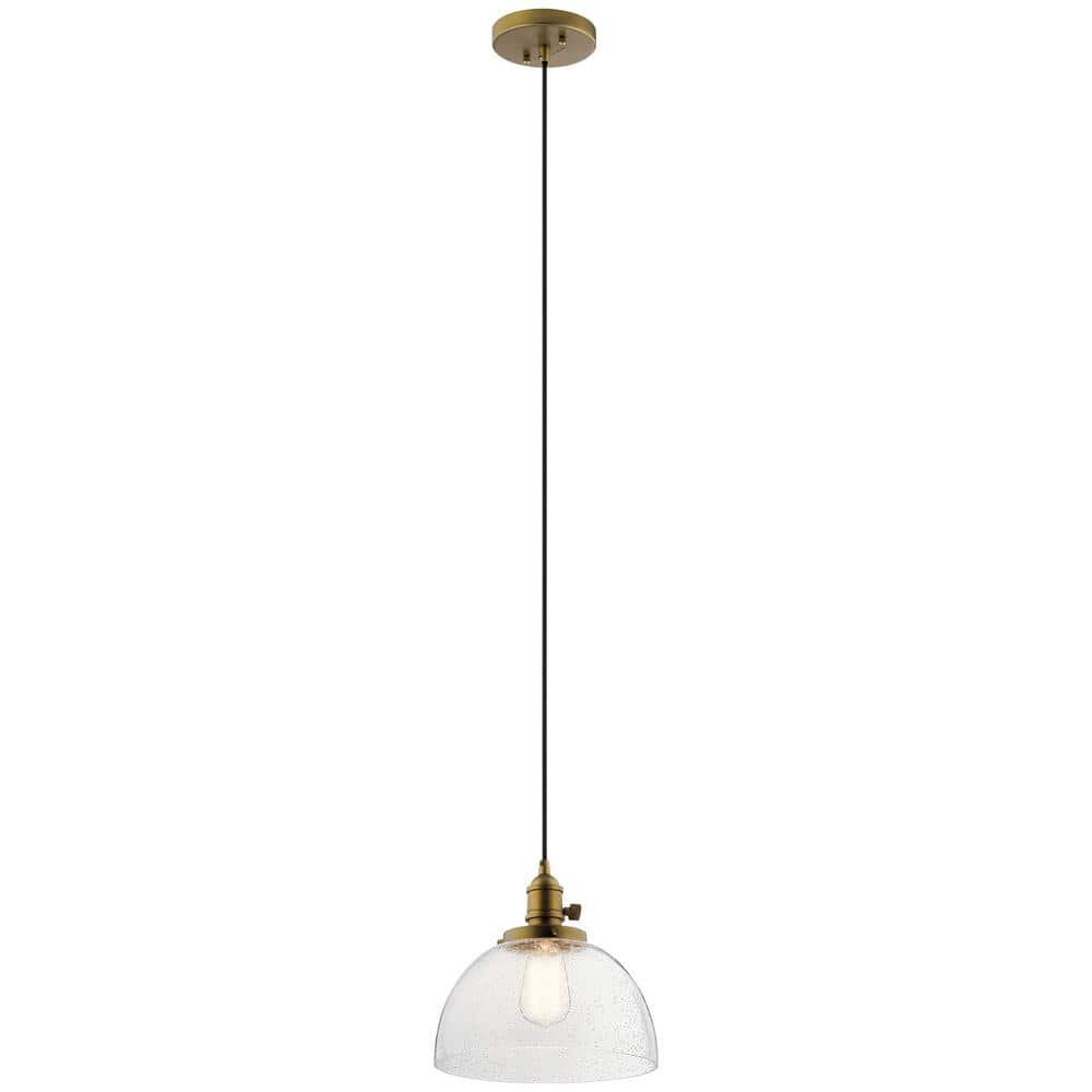 KICHLER Avery 10.25 in. 1-Light Natural Brass Farmhouse Shaded Kitchen ...