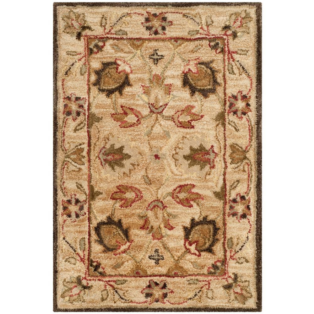 SAFAVIEH Antiquity Beige Doormat 2 ft. x 3 ft. Border Area Rug AT812A-2 ...
