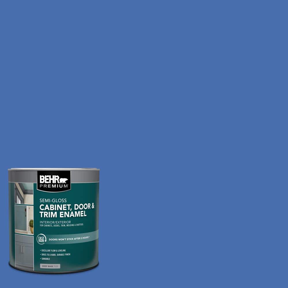 BEHR PREMIUM 1 qt. #PPU15-05 New Age Blue Semi-Gloss Enamel Interior ...