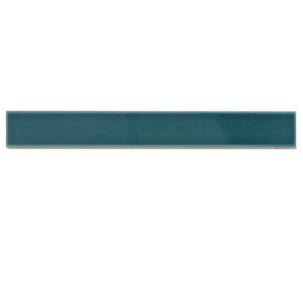 Apollo Tile Horizonte 2 in. x 8 in. Glossy Emerald Petrol Blue Ceramic ...