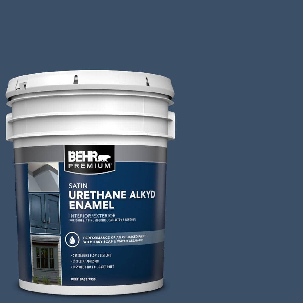 BEHR PREMIUM 5 gal. #M510-7 Inked Urethane Alkyd Satin Enamel Interior ...