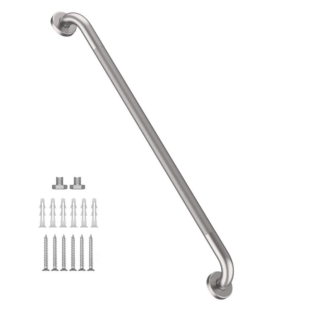 Numhew 36 in. Anti Slip Shower Grab Bar in Satin Brushed Nickel ...