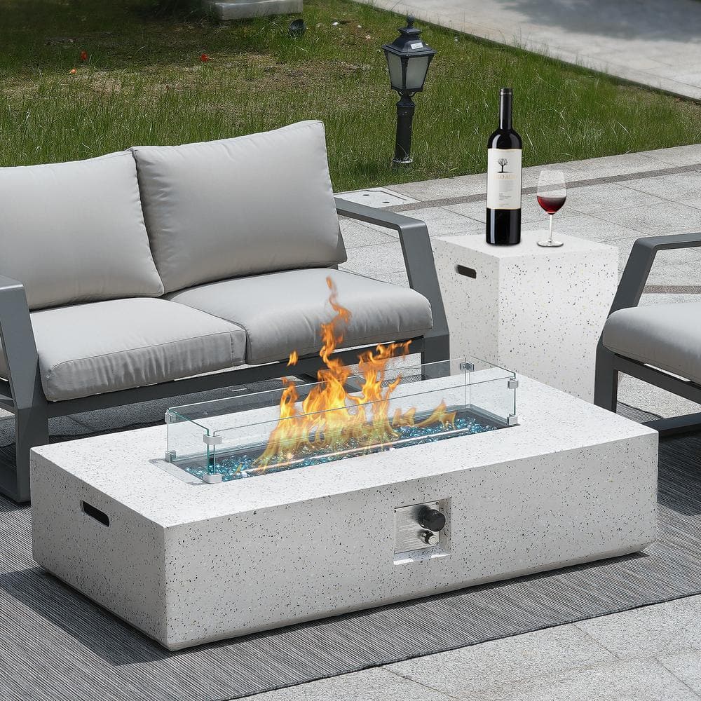 56 in. Rectangle Fire pit Table with 10 sq. ft. Regulator with Gas Hose ...