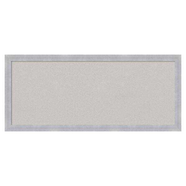 Amanti Art Grace Brushed Nickel Narrow Framed Grey Corkboard 32 in. x ...