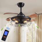 ANTOINE 36 in. Black Ceiling Fan Indoor with Lights and Remote ...